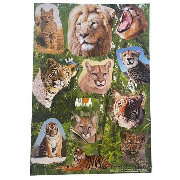 Office | Vintage Animal Planet Stickers Cat And Lion Tiger Sticker ...